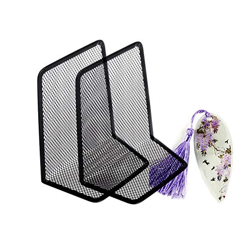 LRZCGB Metal Mesh Bookends Desktop Stand Book Holder Bookmark Decoration for Office Library School