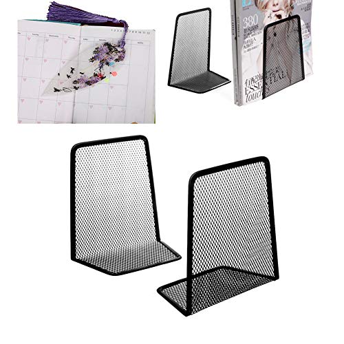 LRZCGB Metal Mesh Bookends Desktop Stand Book Holder Bookmark Decoration for Office Library School