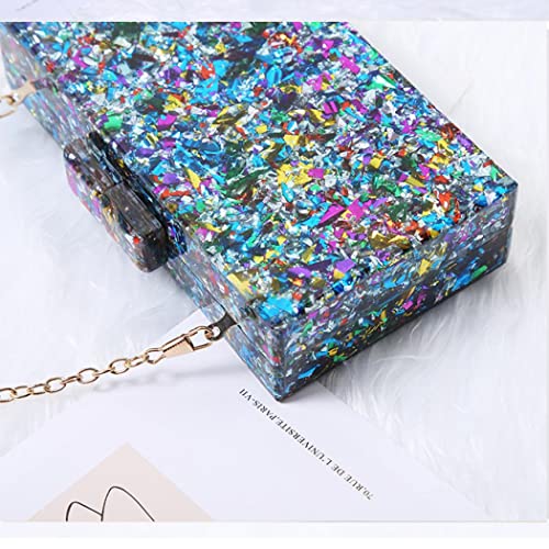 Gets Acrylic Purses and Handbags for Women Multicolor Purses and Handbags Shoulder Elegant Banquet Evening Bags (Blue)