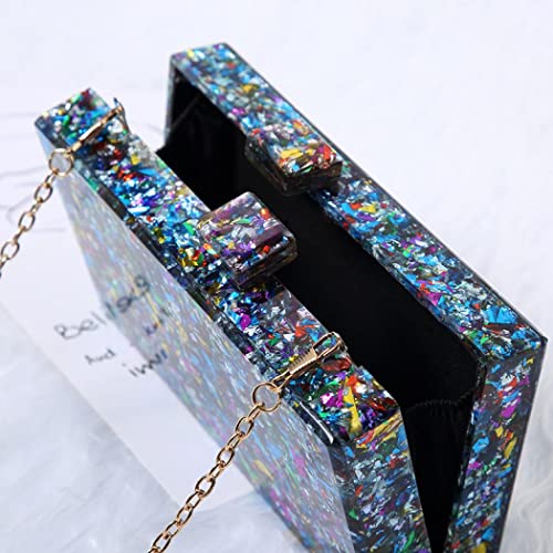 Gets Acrylic Purses and Handbags for Women Multicolor Purses and Handbags Shoulder Elegant Banquet Evening Bags (Blue)