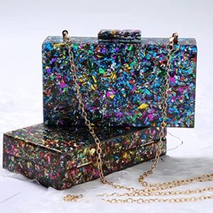 Gets Acrylic Purses and Handbags for Women Multicolor Purses and Handbags Shoulder Elegant Banquet Evening Bags (Blue)