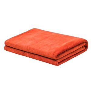 AVAFORT Velvet Plush Home Fleece Throw Blanket for Couch Sofa Bed, Warm Elegant Fuzzy Flannel Blanket for Kid Baby Adults or Pet, All Season (Orange, 50" X 60")