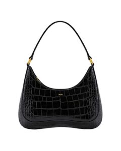 jw pei women’s ruby shoulder bag (black croc)