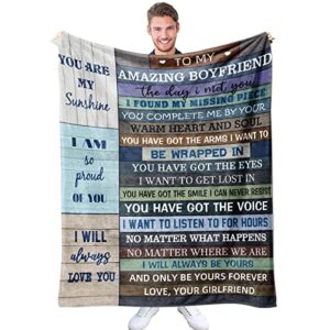 boyfriend gifts from girlfriend, birthday valentine’s day gifts for boyfriend him men, 1 year anniversary romantic gifts for boyfriend, to my boyfriend throw blanket 60”x50”, boyfriend gift ideas