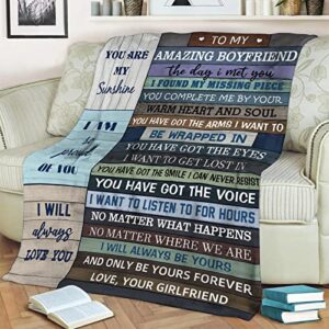 Boyfriend Gifts from Girlfriend, Birthday Valentine's Day Gifts for Boyfriend Him Men, 1 Year Anniversary Romantic Gifts for Boyfriend, To My Boyfriend Throw Blanket 60”x50”, Boyfriend Gift Ideas