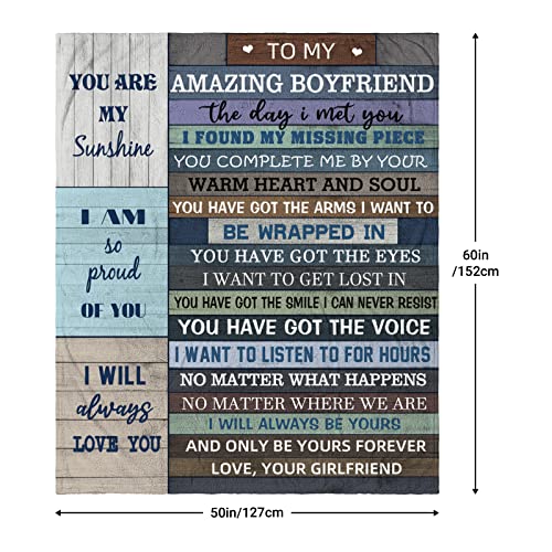 Boyfriend Gifts from Girlfriend, Birthday Valentine's Day Gifts for Boyfriend Him Men, 1 Year Anniversary Romantic Gifts for Boyfriend, To My Boyfriend Throw Blanket 60”x50”, Boyfriend Gift Ideas