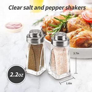 Glass Salt and Pepper Shakers Set - Aelga Salt Shaker with Stainless Steel Lid - Elegant Farmhouse Kitchen Decoration(2pcs)