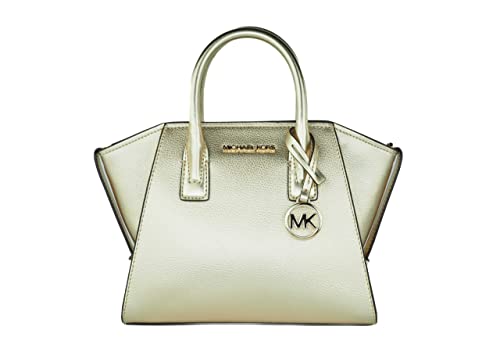 Michael Kors Avril Small Top Zip Satchel Shoulder Crossbody Leather Bag In Pale Gold