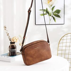 WESTBRONCO Crossbody Bag for Women Vegan Leather Wallet Purses Satchel Shoulder Bags Small Size Brown