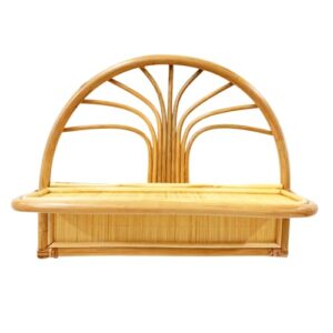 t’furni rattan wall shelf for living room kitchen wall decor – natural rattan floating shelves – semicircular shelf wall decor – natural hanging book – wall shelf with storage