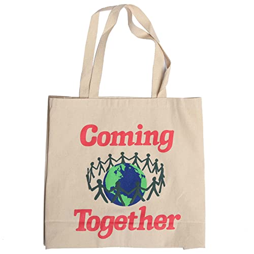 Altru THE WORLD COMING TOGETHER natural canvas graphic tote bag