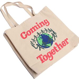 Altru THE WORLD COMING TOGETHER natural canvas graphic tote bag