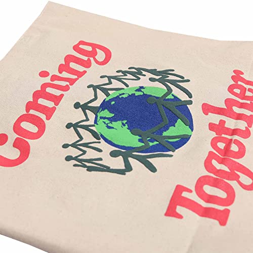 Altru THE WORLD COMING TOGETHER natural canvas graphic tote bag