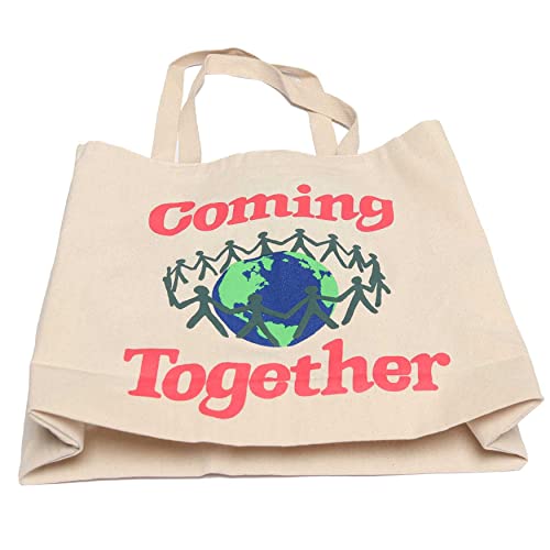 Altru THE WORLD COMING TOGETHER natural canvas graphic tote bag