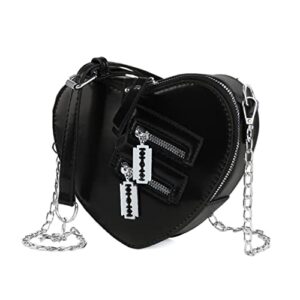 oweisong women red heart purse cute black heart shaped crossbody bag mini ladies chain clutch shoulder handbags