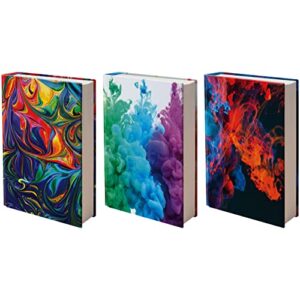 fun design, easy apply book covers 3 pack. stretchable jumbo jackets fits most hardcover textbooks up to 9 x 11″. adhesive-free, nylon fabric protectors. washable and reusable student school supply