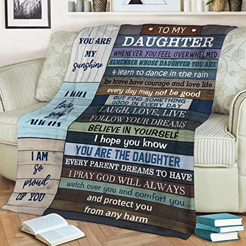 to My Daughter Blanket Gifts from Mom Dad, Valentine's Day Birthday Gifts for Daughter Gifts for Graduation Wedding Christmas Flannel Fleece Warm Cozy Lightweight Throw Blankets for Bed Sofa 50"x60"