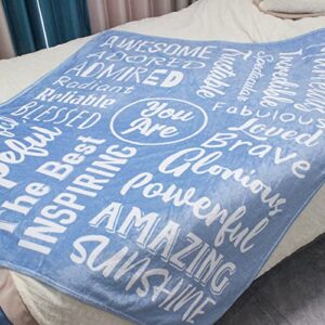 ZHSHWAT Sympathy Gifts, Mothers Day Birthday Gift for Friend, Inspirational &Compassion You are Awesome Throw Blankets Gifts for Men Sister Mom Grandma 50X 60(Blue)