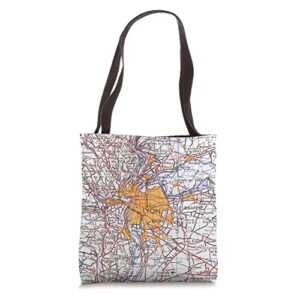 vintage lyon france map (1959) tote bag