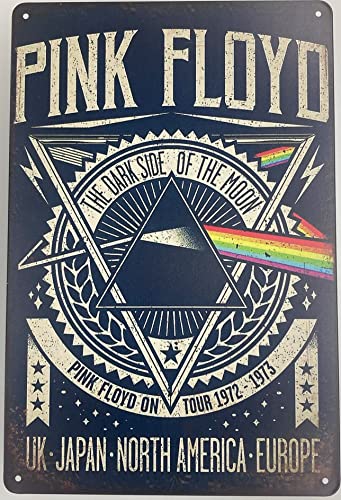 Tin Sign Bar Plaque | Metal Wall Decor Poster | Pink Floyd The Dark Side of the Moon 8 x 12 in. | Classic Decorative Sign for Home Kitchen Bar Room Garage Studio | Rock Music Blue