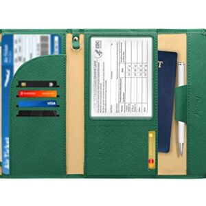 Passport and Vaccine Card Holder Combo, Travel Wallet Women Rfid Blocking Passport Holder with Vaccine Card Slot Card Case Wallet Clutch Purse, Green