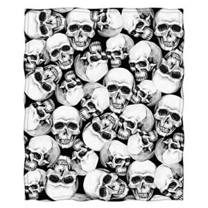 Levens Retro Skulls Blanket Gifts for Women Girls Men Decor for Home Bedroom Living Room Chair Sofa, Super Soft Smooth Lightweight Throw Plush Blankets Black 50"x60"