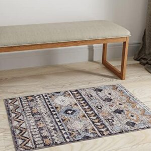 Unique Loom Eco Southwestern Collection Area Rug - Tubac (Rectangular 2' 0" x 3' 0", Khaki Gray/Black)