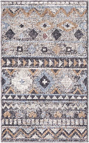 Unique Loom Eco Southwestern Collection Area Rug - Tubac (Rectangular 2' 0" x 3' 0", Khaki Gray/Black)