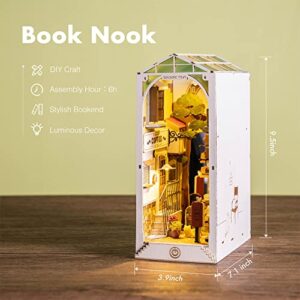 Rolife DIY Book Nook Kit Wooden Decorative Bookends for Home Decor (Sakura Densya+Sunshine Town)