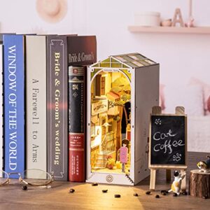 Rolife DIY Book Nook Kit Wooden Decorative Bookends for Home Decor (Sakura Densya+Sunshine Town)