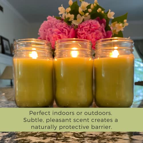 Mosquito Naturals Lemongrass Candles with Essential Oils - Made in USA - (Set of 3) for Patio, Deck, Outdoor or Indoor Use – All Natural, Soy Base Candles, 9 oz Jars with Lid