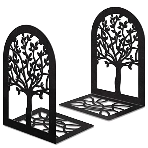 Book Ends Decorative for Heavy Books, 2 Piece Large Heavy Duty Bookends for Shelves for Holding Books, Black Book Stopper for Office, Home, Heavy Books, Non-Skid