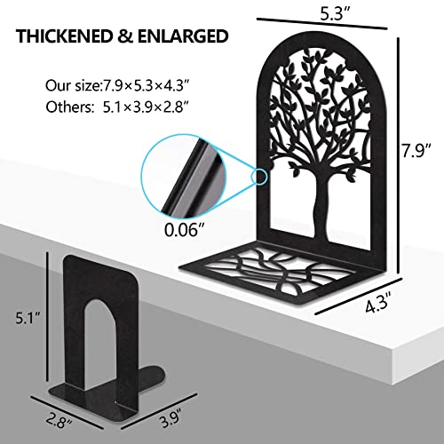 Book Ends Decorative for Heavy Books, 2 Piece Large Heavy Duty Bookends for Shelves for Holding Books, Black Book Stopper for Office, Home, Heavy Books, Non-Skid