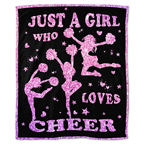 Just A Girl Who Loves Cheer Throw Blanket 50"X40" Soft Flannel Blankets for Bed Couch Plush Cozy Blanket for Adults Kids Micro Fleece Throws