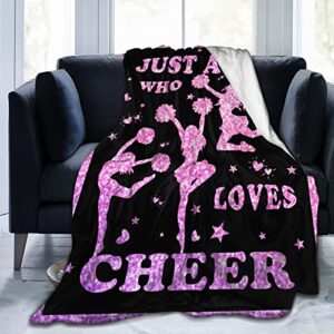 Just A Girl Who Loves Cheer Throw Blanket 50"X40" Soft Flannel Blankets for Bed Couch Plush Cozy Blanket for Adults Kids Micro Fleece Throws