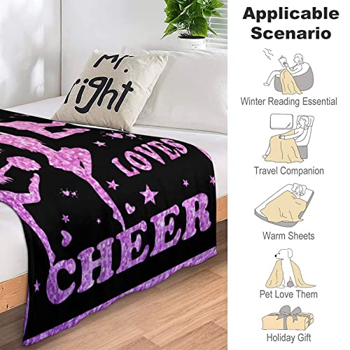 Just A Girl Who Loves Cheer Throw Blanket 50"X40" Soft Flannel Blankets for Bed Couch Plush Cozy Blanket for Adults Kids Micro Fleece Throws