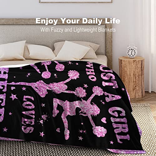 Just A Girl Who Loves Cheer Throw Blanket 50"X40" Soft Flannel Blankets for Bed Couch Plush Cozy Blanket for Adults Kids Micro Fleece Throws