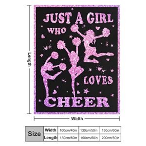 Just A Girl Who Loves Cheer Throw Blanket 50"X40" Soft Flannel Blankets for Bed Couch Plush Cozy Blanket for Adults Kids Micro Fleece Throws