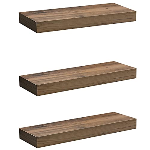 Mahogany Floating Shelves, - 3 Pack PayonTY Wall Shelves Floating-Shelves Wall Decor Bedroom Decor Floating Shelves Bathroom Storage Wall Shelves Corner Shelf Shelves for Wall Wall Shelf