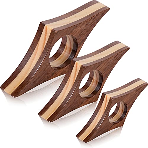 3 Pieces Assorted Size Wooden Book Page Holder, Wooden Thumb Bookmark Novel Reading Ring Accessories Presents for Readers Book Lovers Bookworm Literary Presents (Dark Brown)