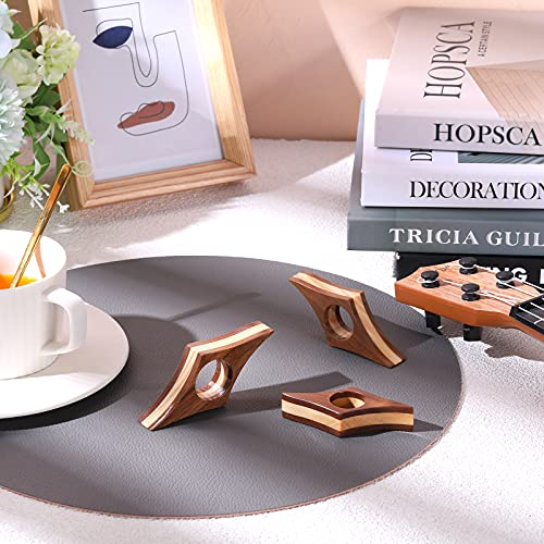 3 Pieces Assorted Size Wooden Book Page Holder, Wooden Thumb Bookmark Novel Reading Ring Accessories Presents for Readers Book Lovers Bookworm Literary Presents (Dark Brown)