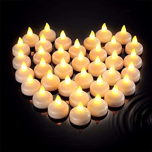 72 Pieces Led Flameless Floating Candles Waterproof Floating Flickering Tealight Candles Battery Operated Votive Tealights for Wedding Centerpiece Christmas Valentine's Day Party Decor (Warm White)