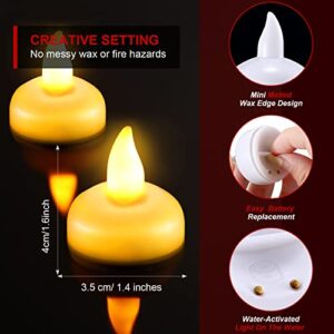 72 Pieces Led Flameless Floating Candles Waterproof Floating Flickering Tealight Candles Battery Operated Votive Tealights for Wedding Centerpiece Christmas Valentine's Day Party Decor (Warm White)