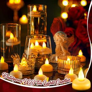 72 Pieces Led Flameless Floating Candles Waterproof Floating Flickering Tealight Candles Battery Operated Votive Tealights for Wedding Centerpiece Christmas Valentine's Day Party Decor (Warm White)