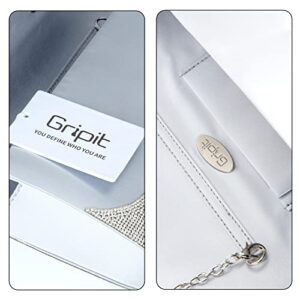 GripIt Envelope Prom Evening Bags And Clutches for Women Rhinestone Designer Purse Ladies Bling Handbags Wedding Night Small Clutch Shoulder Bag,Silver