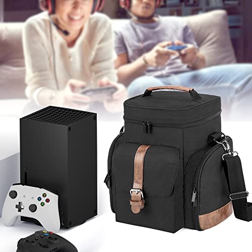 LoDrid Game Console Carrying Case Compatible with Xbox Series X, Storage Travel Case with All-Around Protection, Multiple Pockets for Controllers, Cables, Portable Hard Disk, and Other Accessories, Bag Only (Patent Design)