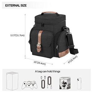 LoDrid Game Console Carrying Case Compatible with Xbox Series X, Storage Travel Case with All-Around Protection, Multiple Pockets for Controllers, Cables, Portable Hard Disk, and Other Accessories, Bag Only (Patent Design)