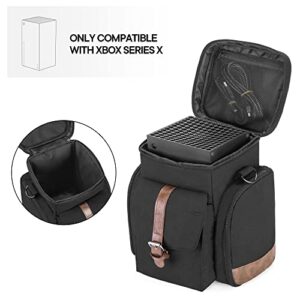 LoDrid Game Console Carrying Case Compatible with Xbox Series X, Storage Travel Case with All-Around Protection, Multiple Pockets for Controllers, Cables, Portable Hard Disk, and Other Accessories, Bag Only (Patent Design)