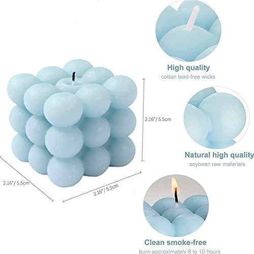 Blue & White Bubble Candle | Scented Candle for Home | Cube Candles with 100% Cotton Wick | Natural Soy Wax Candle | Best Smelling Candles for Home Decor & Gifting | 2 Pieces Candle for Men & Women