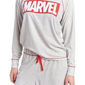 Marvel Womens Raglan Pullover Pajama Shirt & Pajama Pants Heather Grey Medium